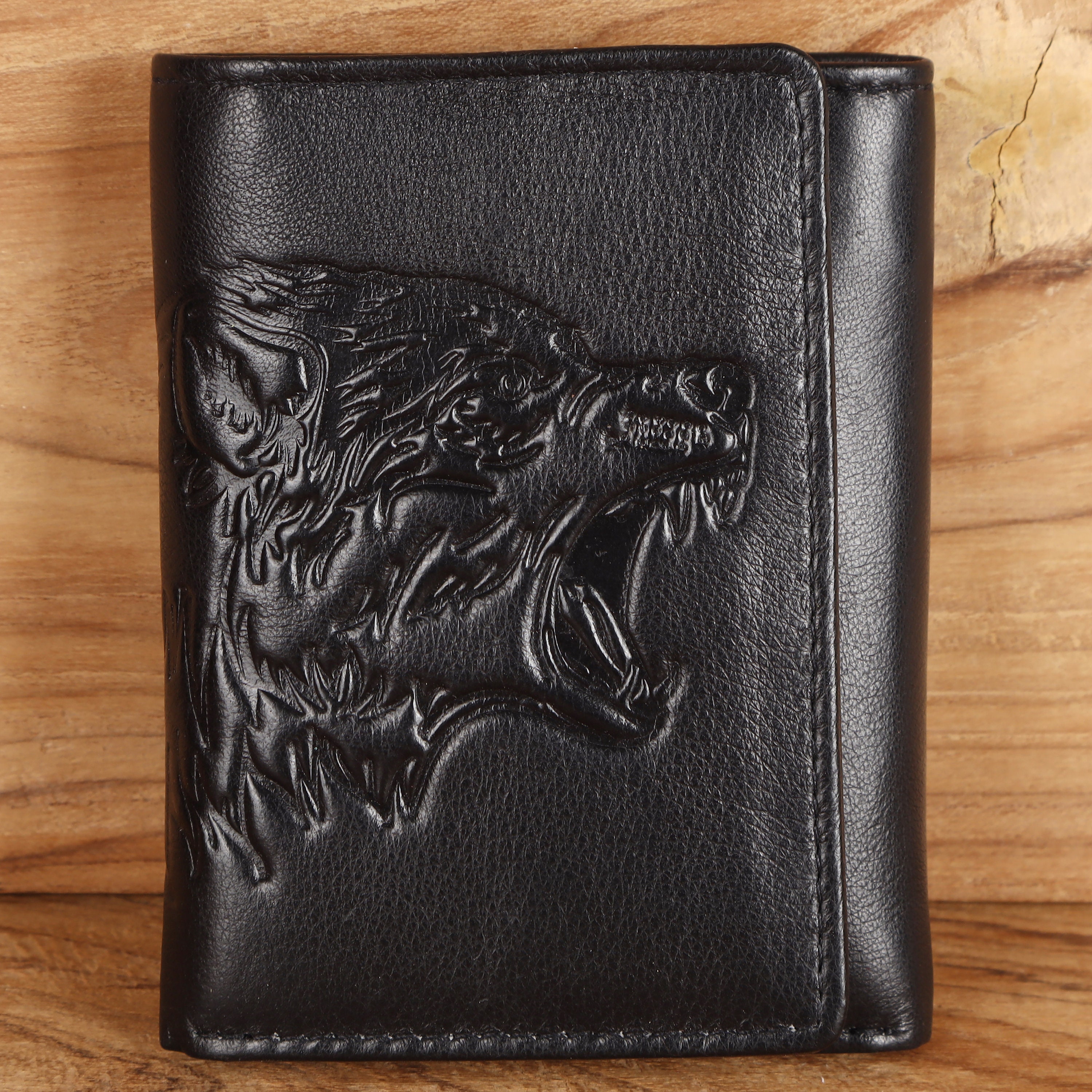 Wild Wolf Trifold Wallet,men's Leather Wallet,tri-fold Personalized ...