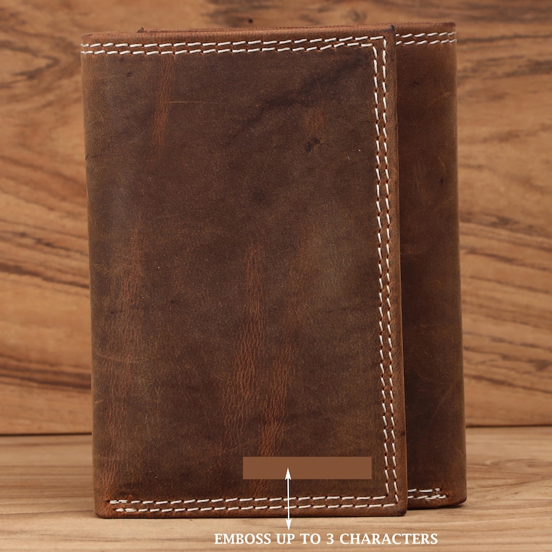 Personalized Full Grain Leather Trifold Wallet for Men RFID Blocking ...