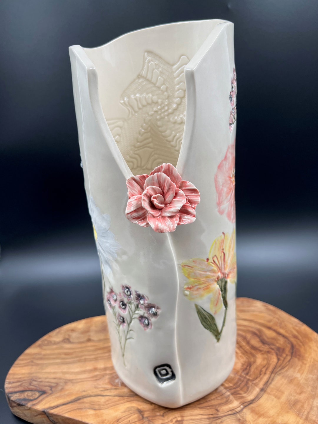 Color Floral Vase With Flower at Lip, Tall - Etsy