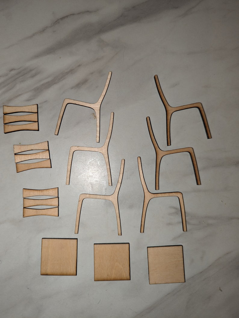 1:12 Scale Modern Dolls House Chair Kit, Set of 3 - Etsy