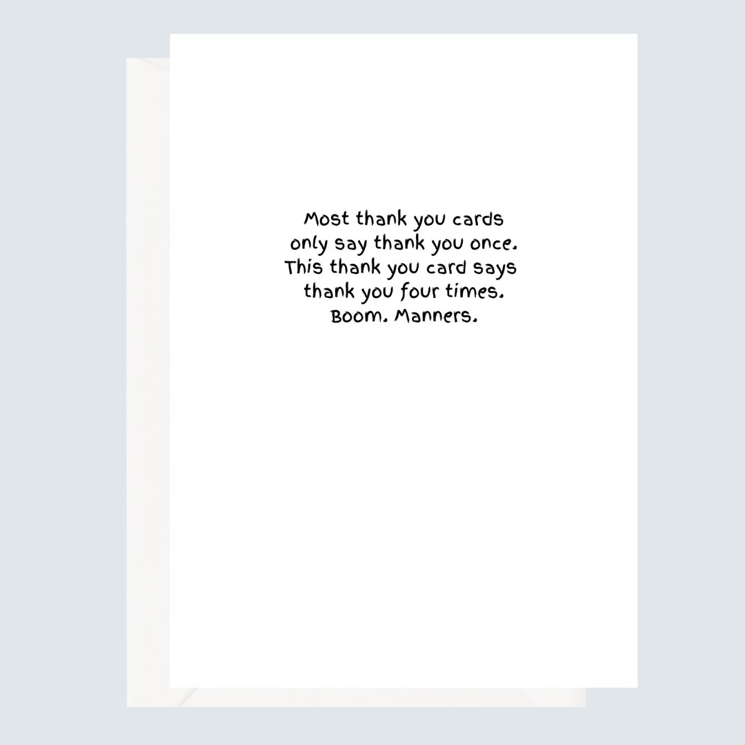 Funny Thank You Card boom. Manners Handmade 5 X 7 Blank Inside - Etsy