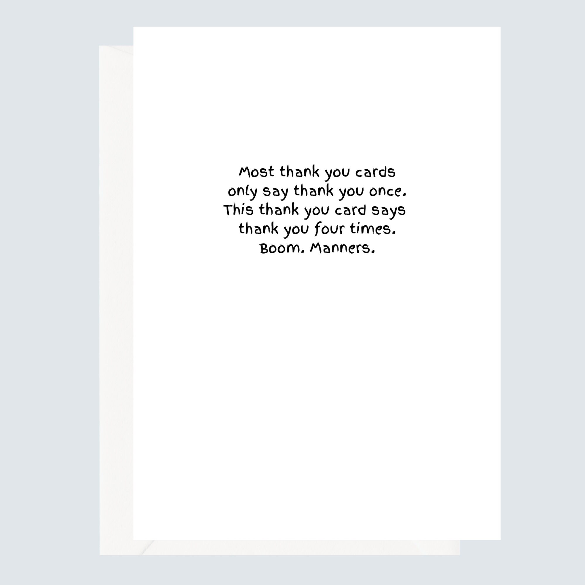 Funny Thank You Card | "boom. Manners" | Handmade | 5 X 7 Blank Inside ...