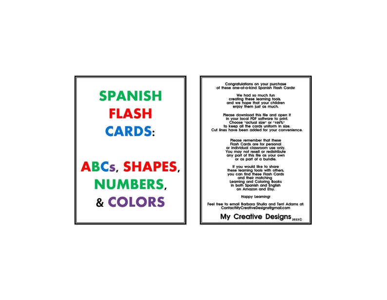 Spanish / Español / English Flash Cards: Abcs, Shapes, Numbers ...