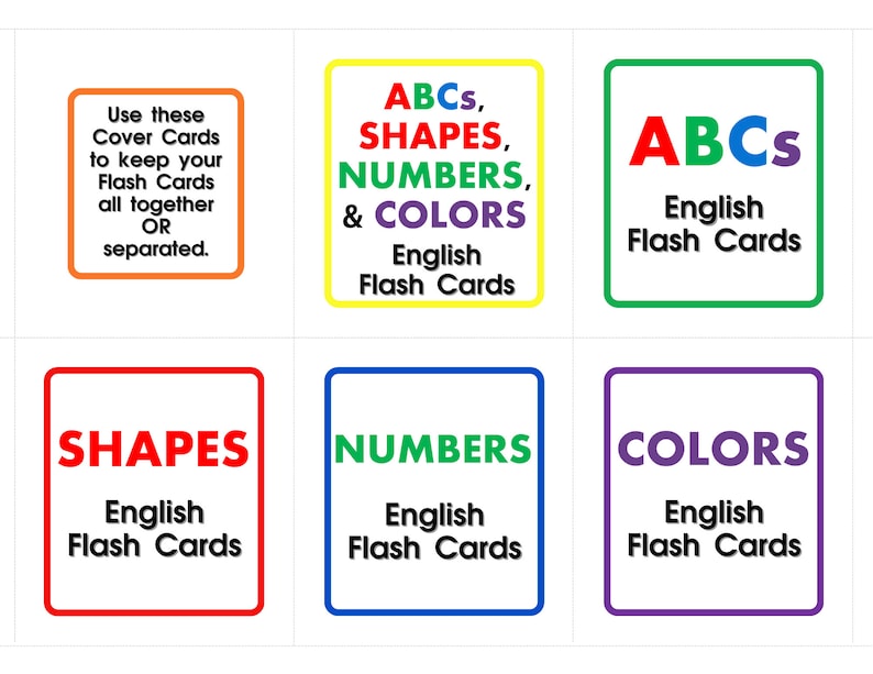 English Flash Cards: Abcs, Shapes, Numbers, & Colors Educational ...