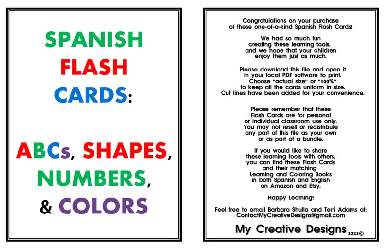 Spanish / Español / English Flash Cards: Abcs, Shapes, Numbers ...