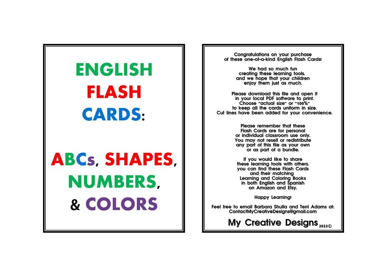 English Flash Cards: Abcs, Shapes, Numbers, & Colors Educational ...
