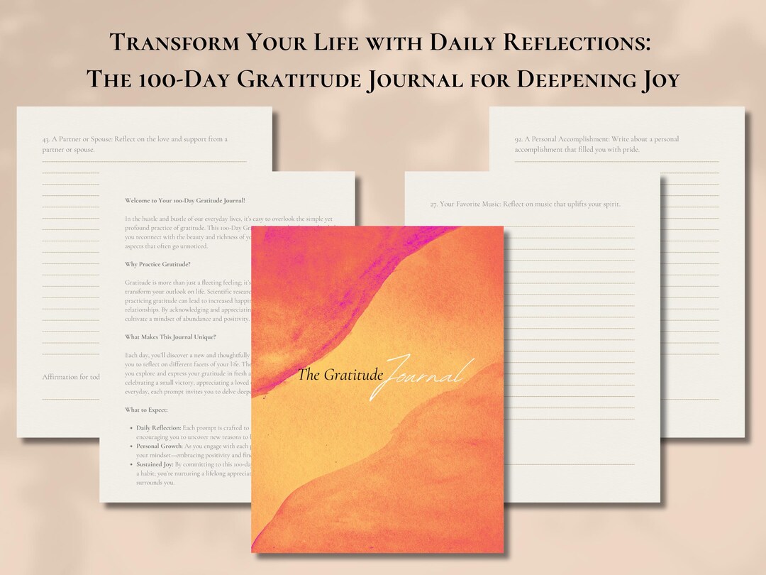 100-day Gratitude Journal PRINTABLE PDF Journal Pages Daily Gratitude ...