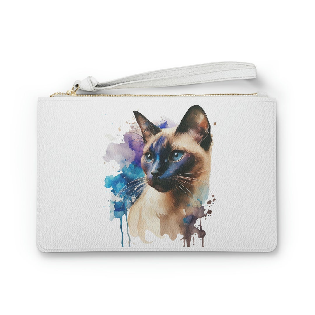 Wristlet Clutch Wallet Siamese Cat Painting Designer Purse Bag Friend ...