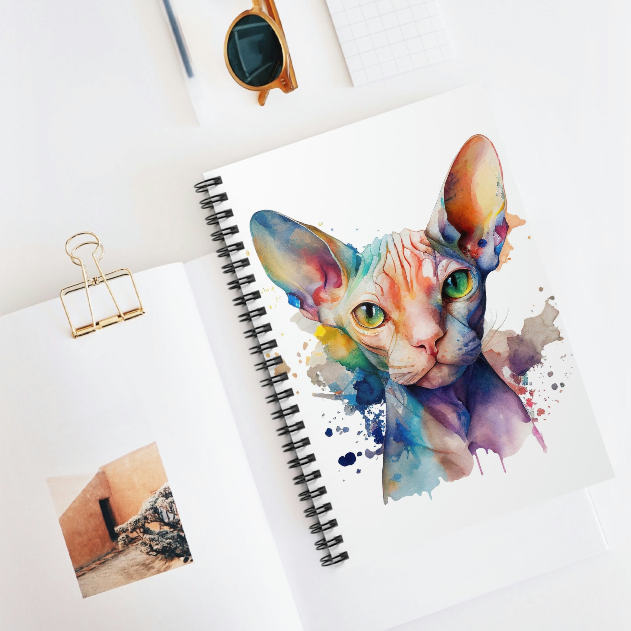 Notebook Spiral College Lined Sphynx Cat Painting Journal Thoughts ...
