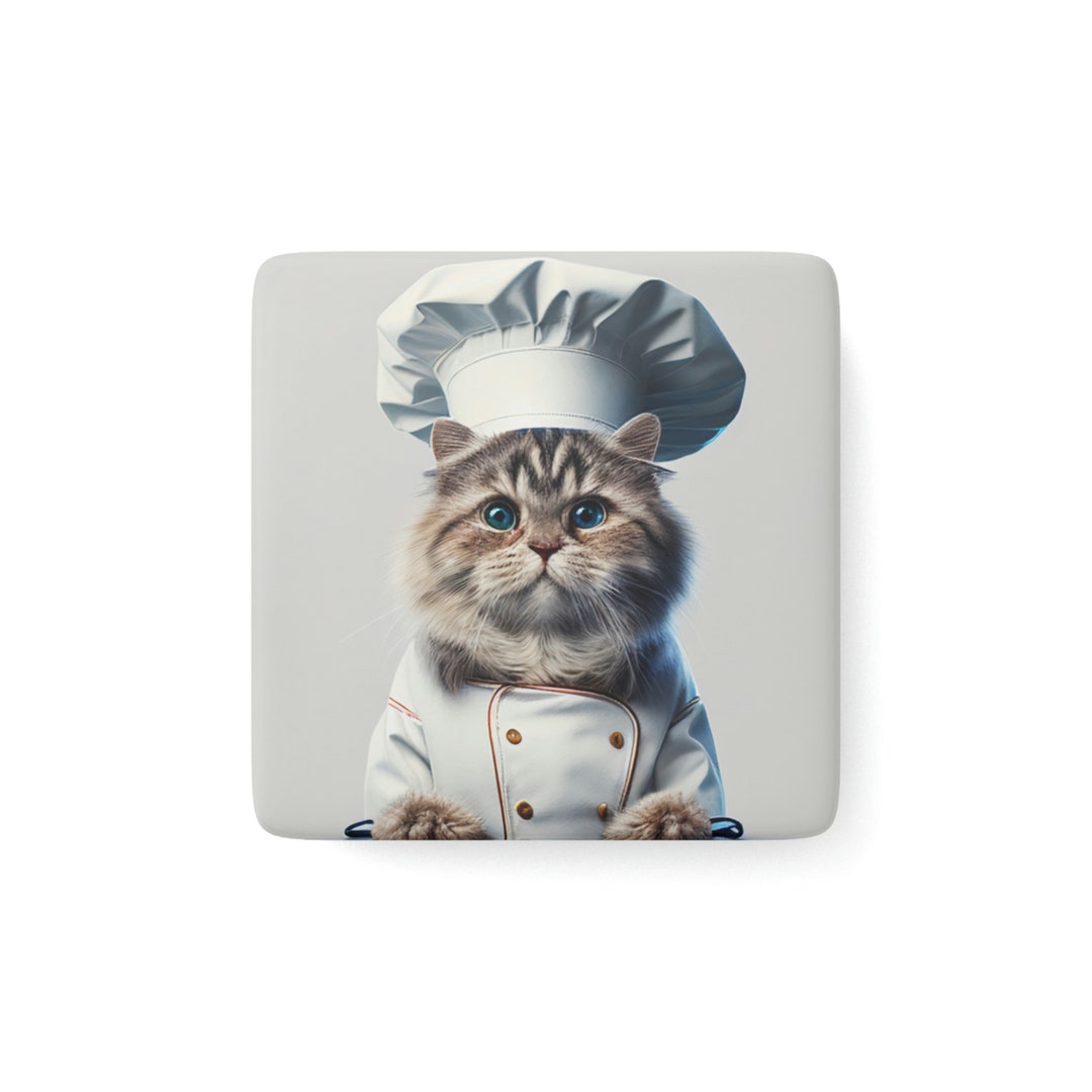 Cat Magnet Chef Baker Cat 2 Pet Lover Gift Unique Fun Premium Glossy ...