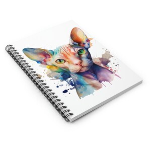 Notebook Spiral College Lined Sphynx Cat Painting Journal Thoughts ...