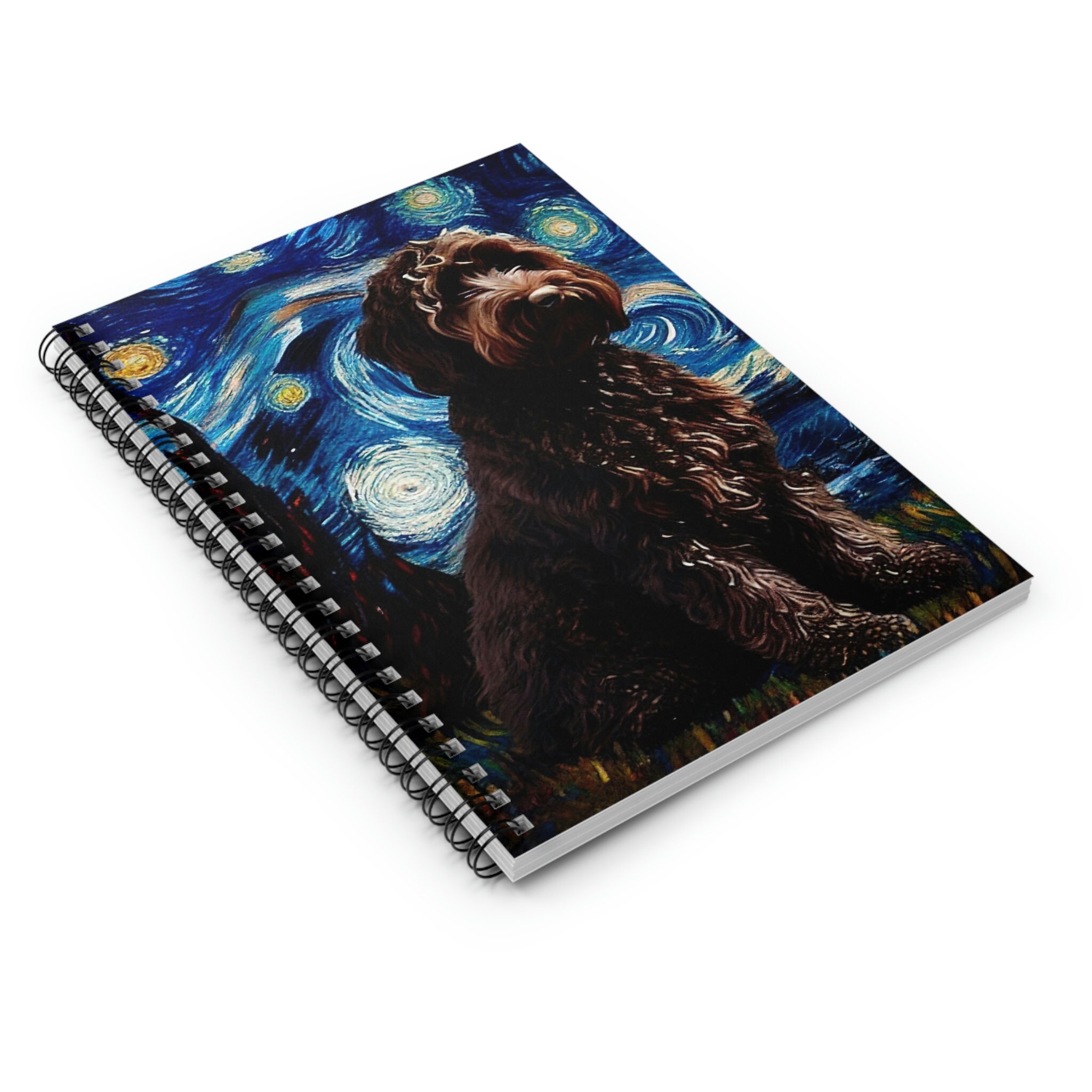 Notebook Spiral College Lined Chocolate Labradoodle Starry Night ...