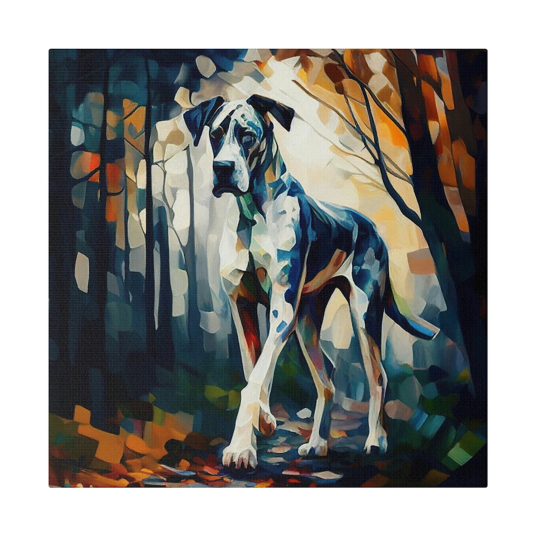 Wall Art Canvas Great Dane Painting 2 Dog Pet Art Lover Gift Digital ...