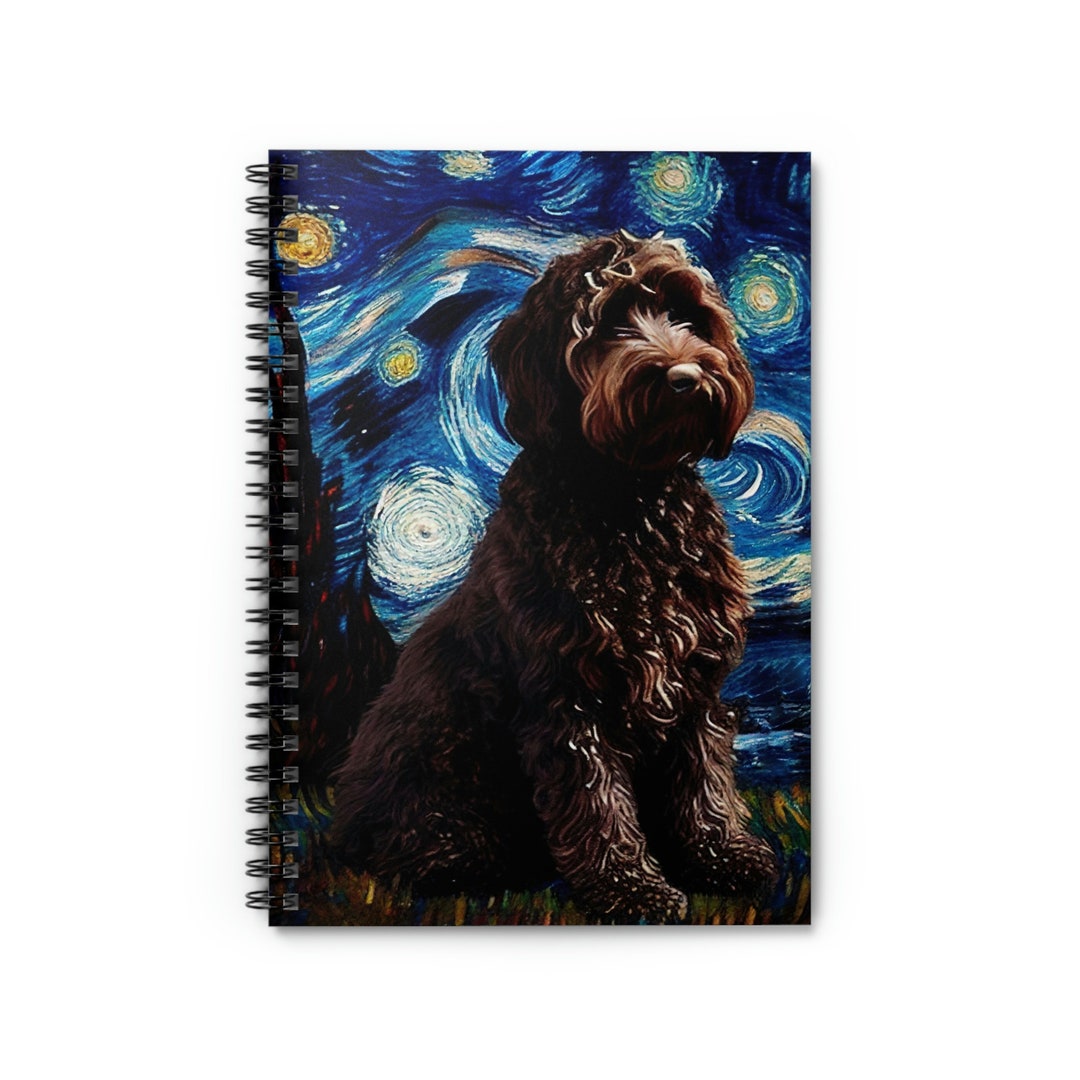 Notebook Spiral College Lined Chocolate Labradoodle Starry Night ...