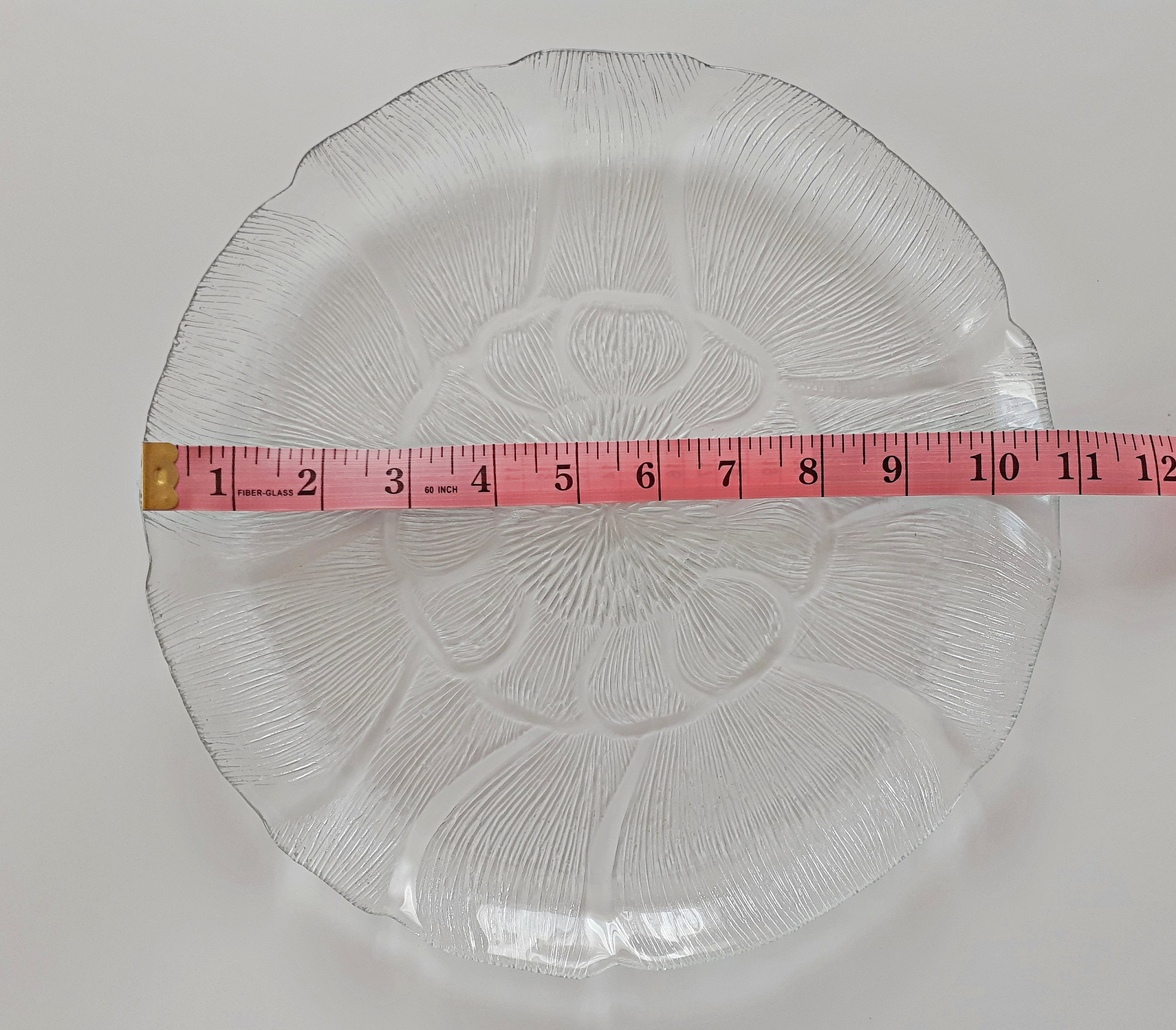 Vintage Arcoroc fleur Clear Textured Glass Flower Pattern Dinner/salad ...