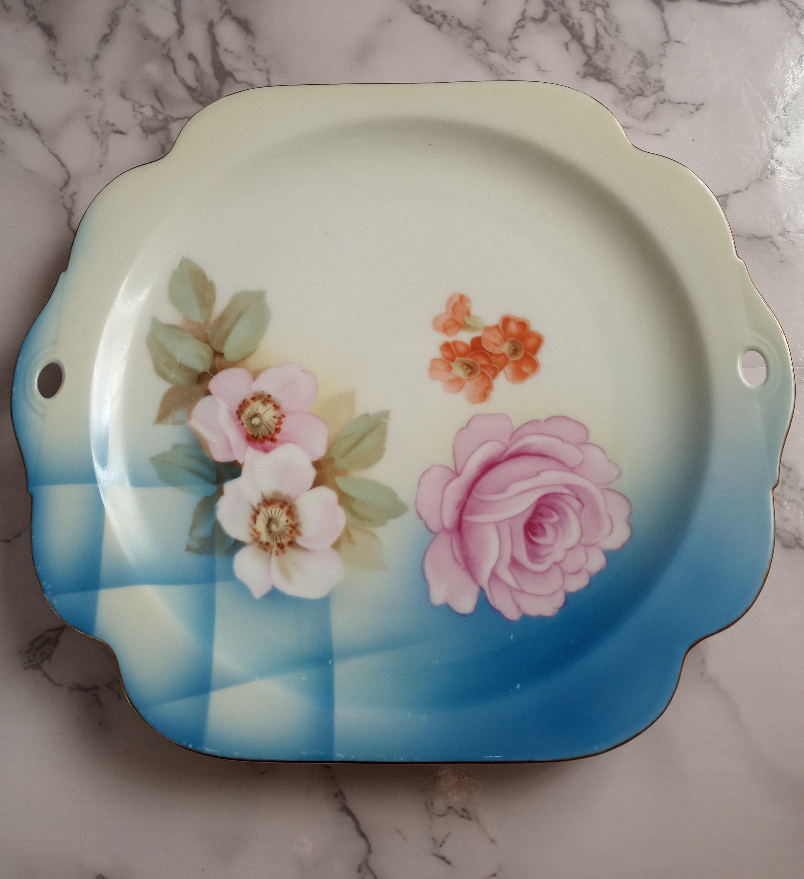 Vintage RS Germany Prussia Hand Painted Floral Roses Deco Plate. MCM ...