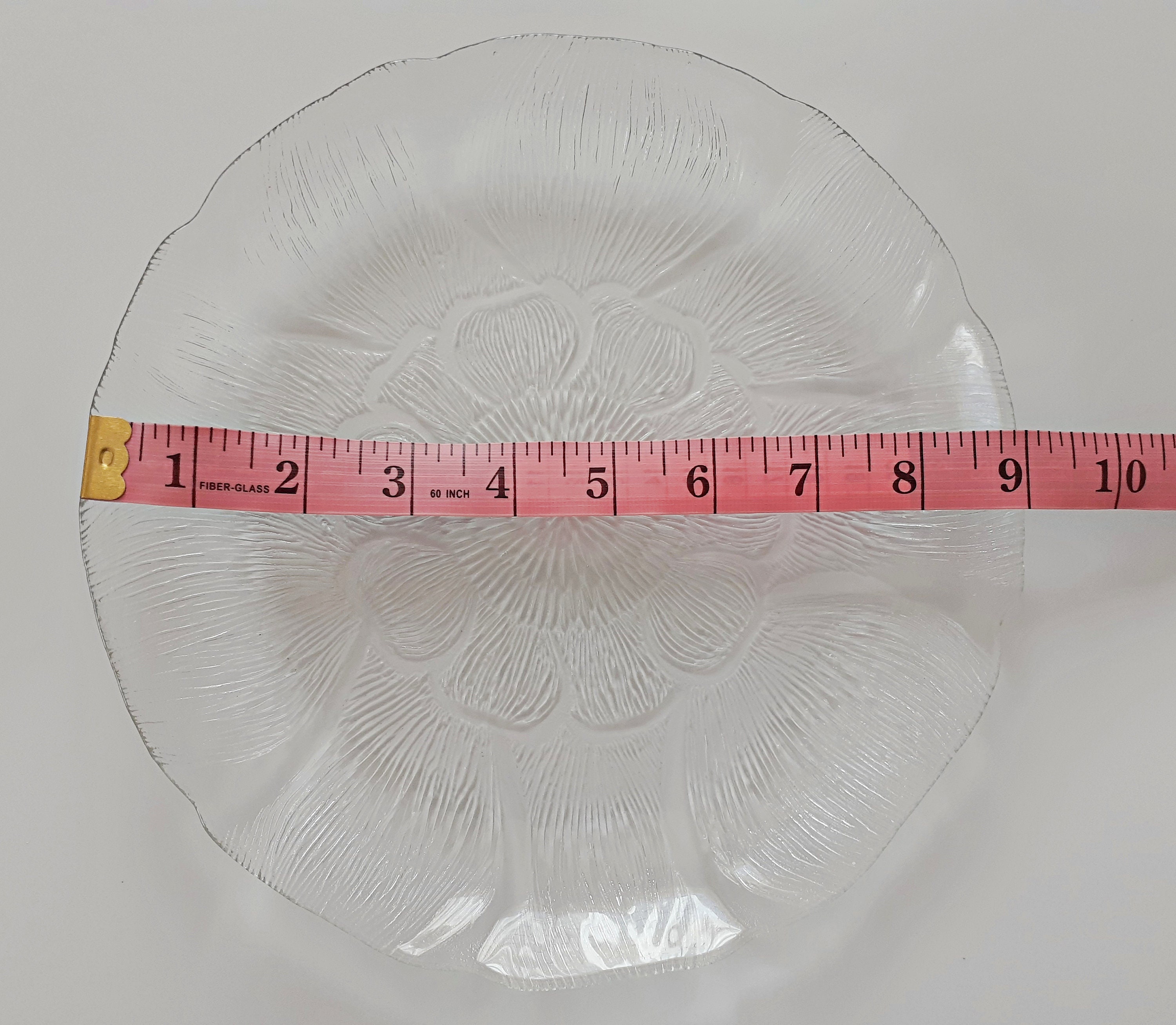 Vintage Arcoroc fleur Clear Textured Glass Flower Pattern Dinner/salad ...