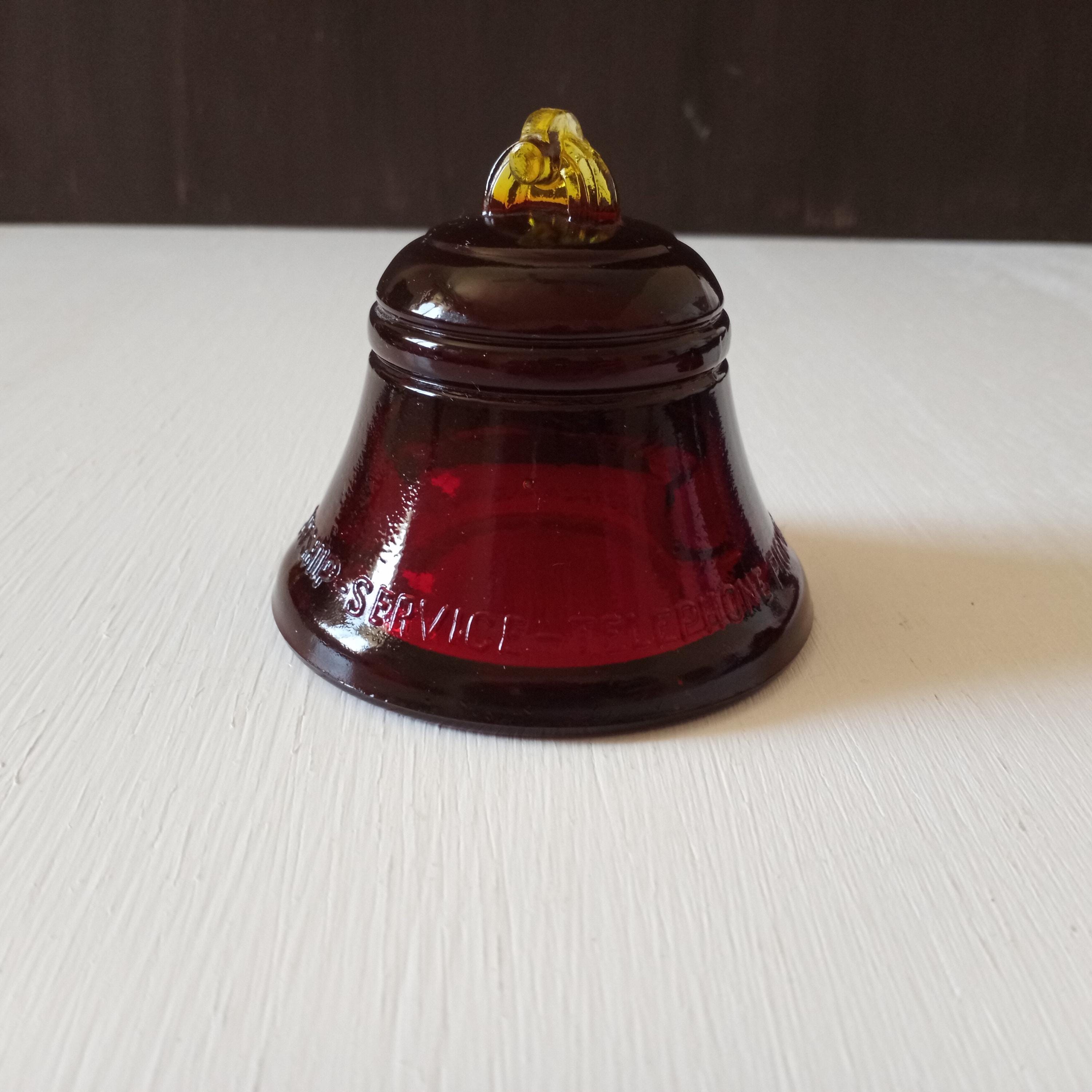 Vintage Glass Paperweight, Telephone Pioneers of America Red Bell ...