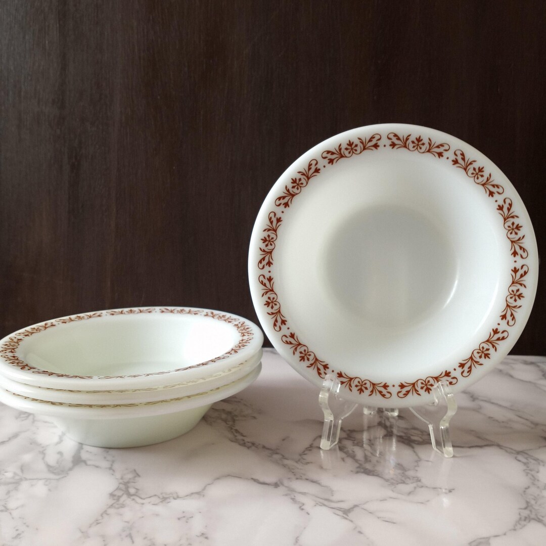 Pyrex Bowl Set, Vintage Pyrex Copper Filigree Milk Glass Bowls Set of 4 ...
