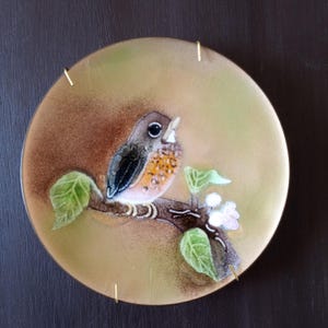 Norman Brumm Enamel Bird Plates, Vintage 6" With Wall Mounting Brackets ...