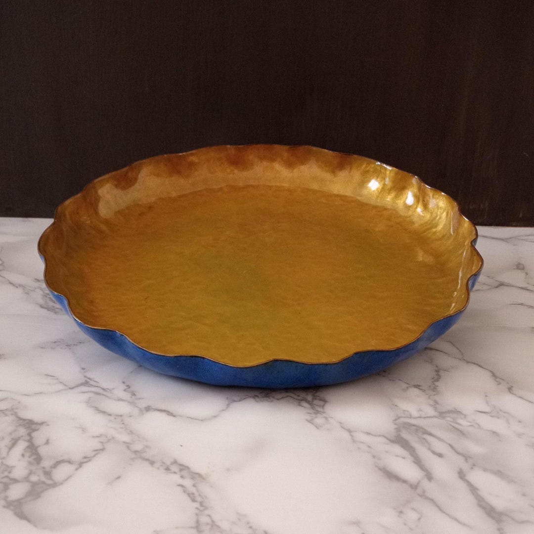 Vintage Copper Enamel Plate, Artist Made Plate, Pie Crust Design, Art ...