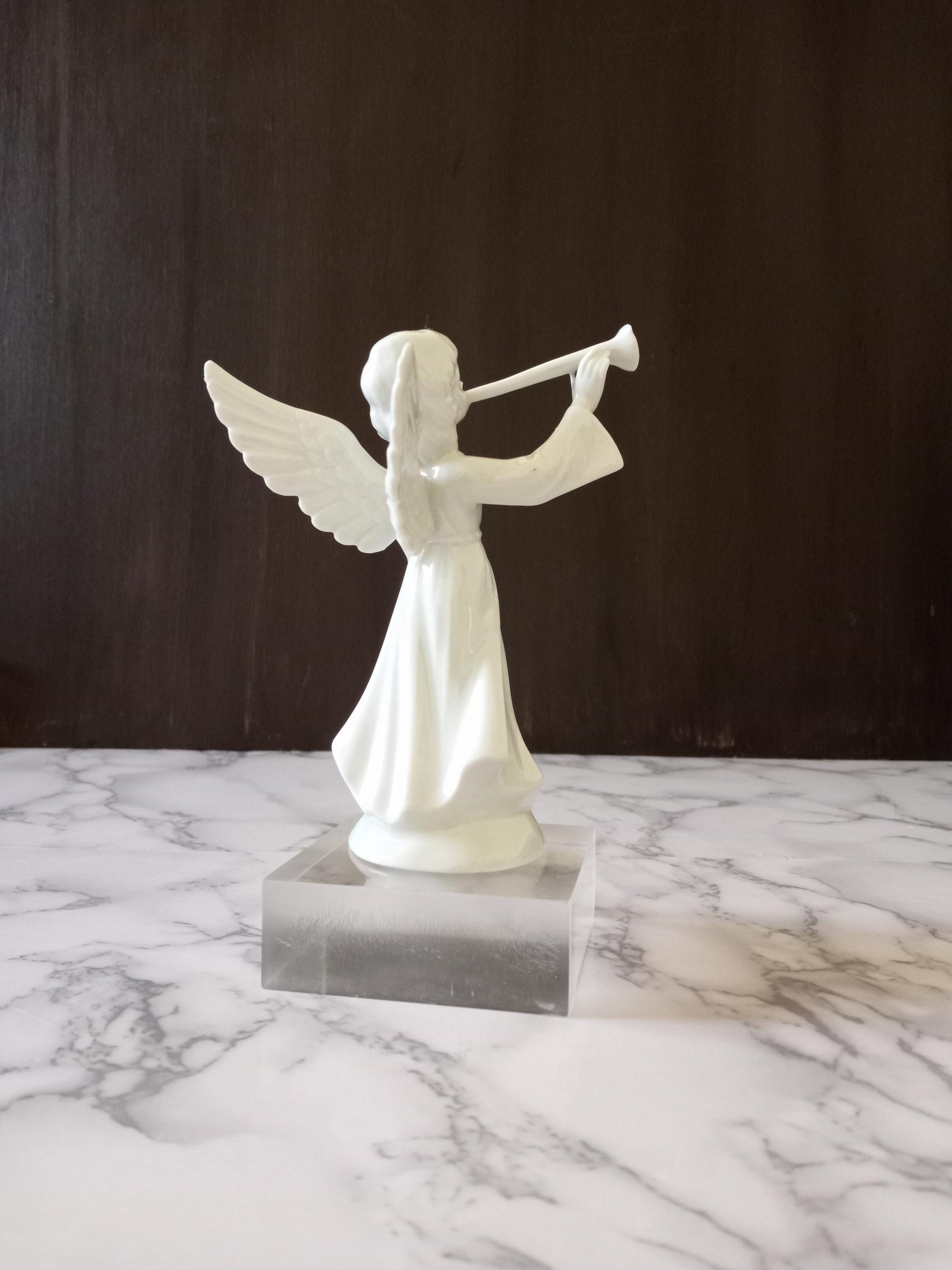 German Porcelain Angel, Vintage Dresden White Porcelain Angel Musician ...