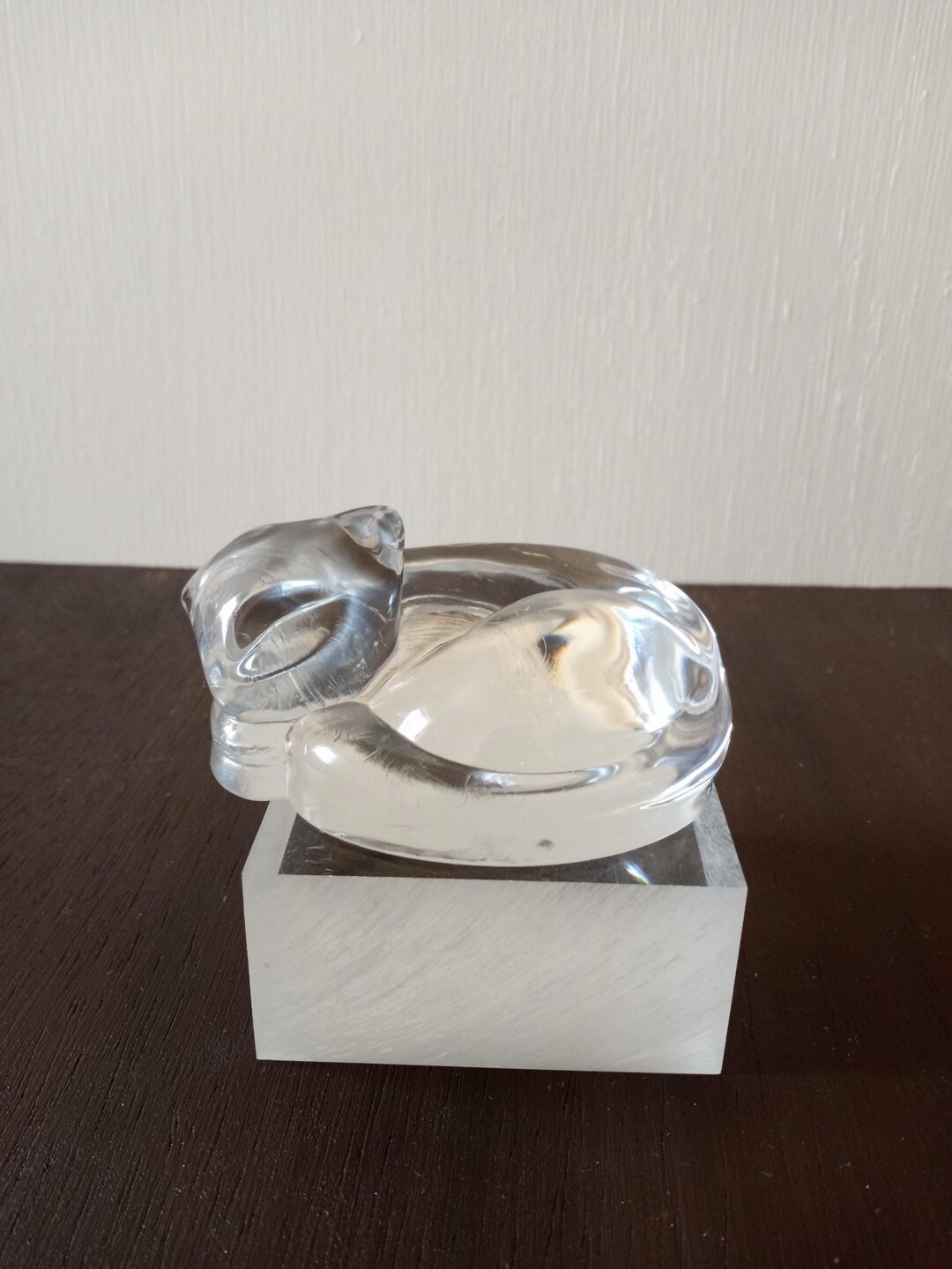 Cat Paperweight / Glass Sculpture, Vintage Hand Blown Glass. Excellent ...