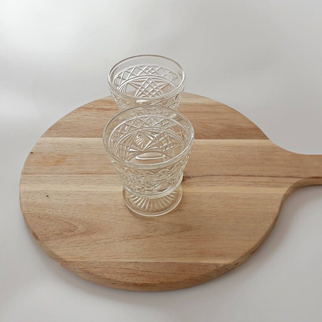 Vintage Compote Set, Mid Century Modern Clear Glass Diamond Pattern ...