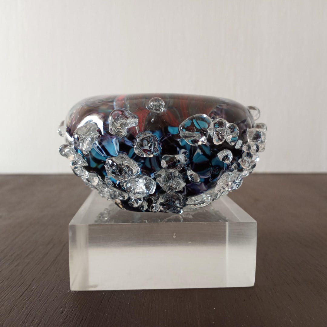 Art Glass Paperweight Vintage Sea Anemone Urchin Signed PETER PATTERSON ...