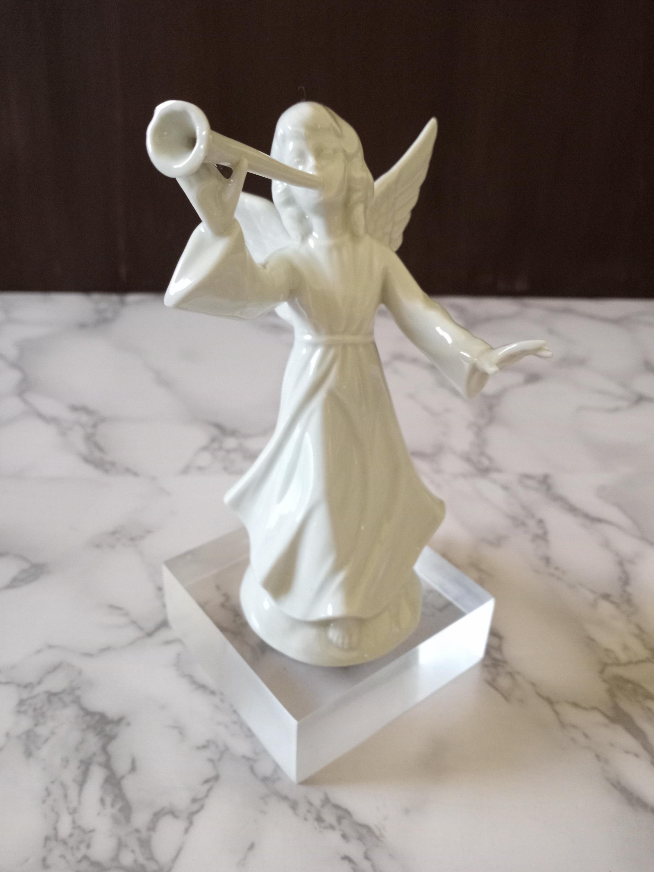 German Porcelain Angel, Vintage Dresden White Porcelain Angel Musician ...