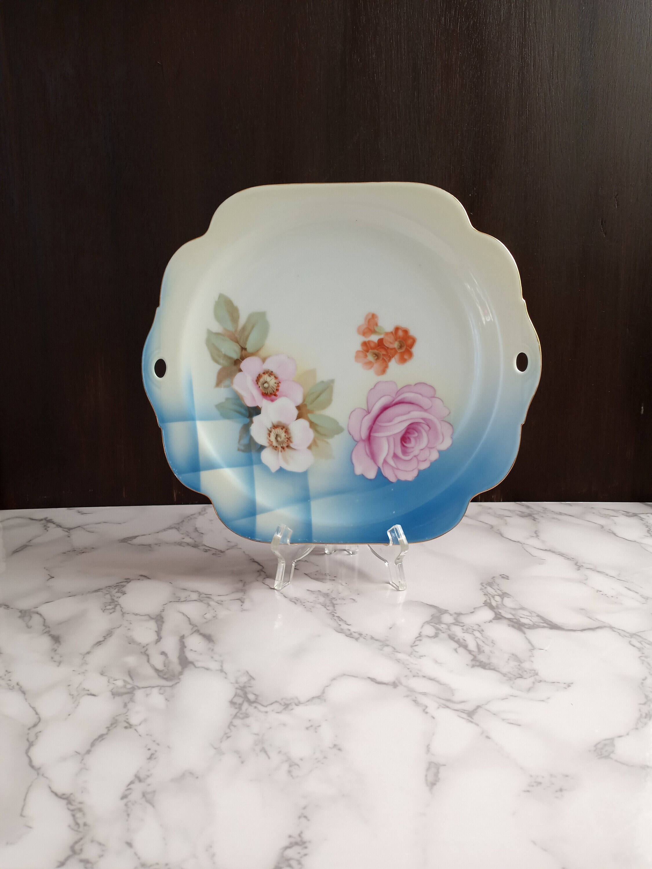 Vintage RS Germany Prussia Hand Painted Floral Roses Deco Plate. MCM ...