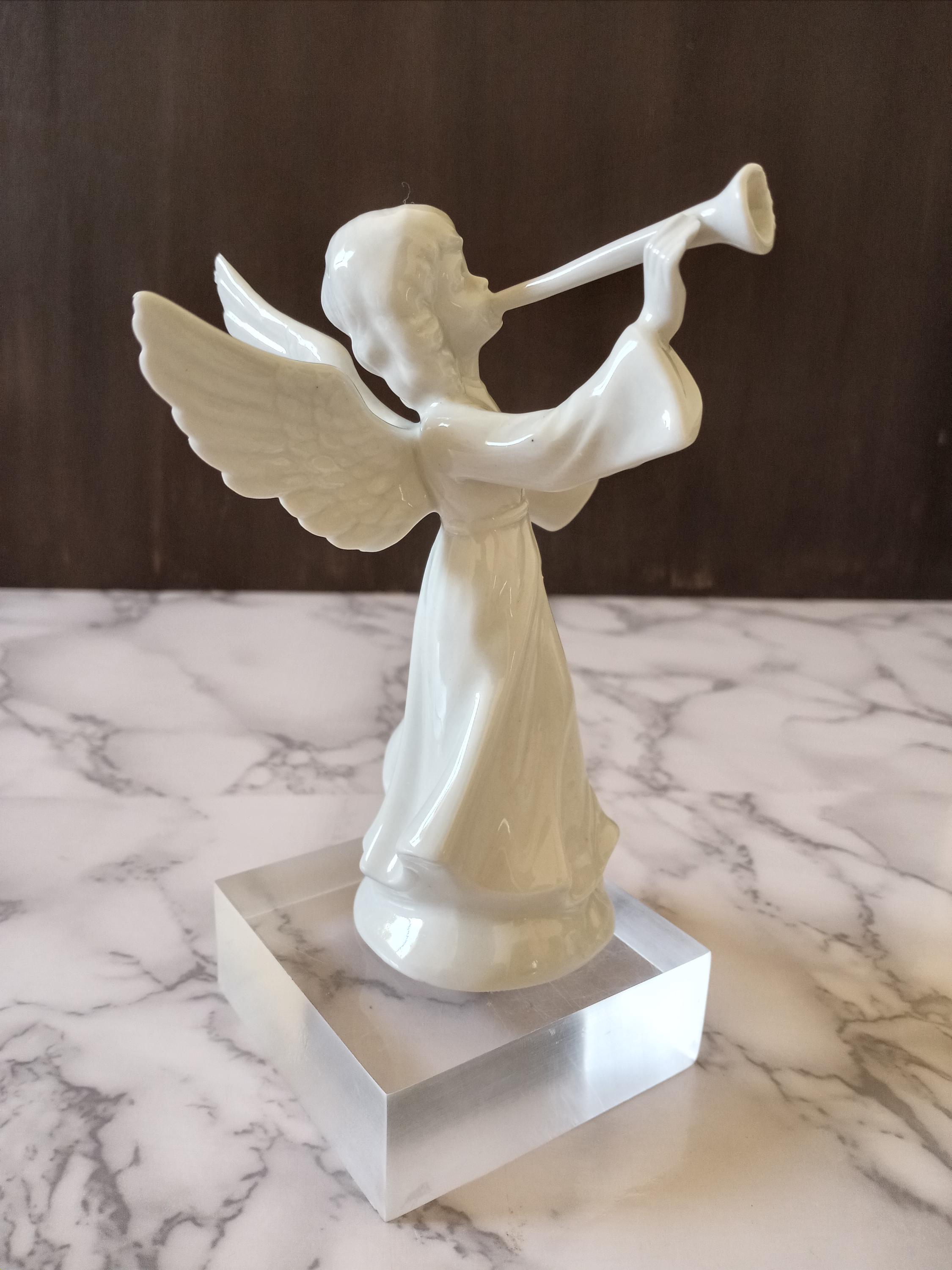 German Porcelain Angel, Vintage Dresden White Porcelain Angel Musician ...