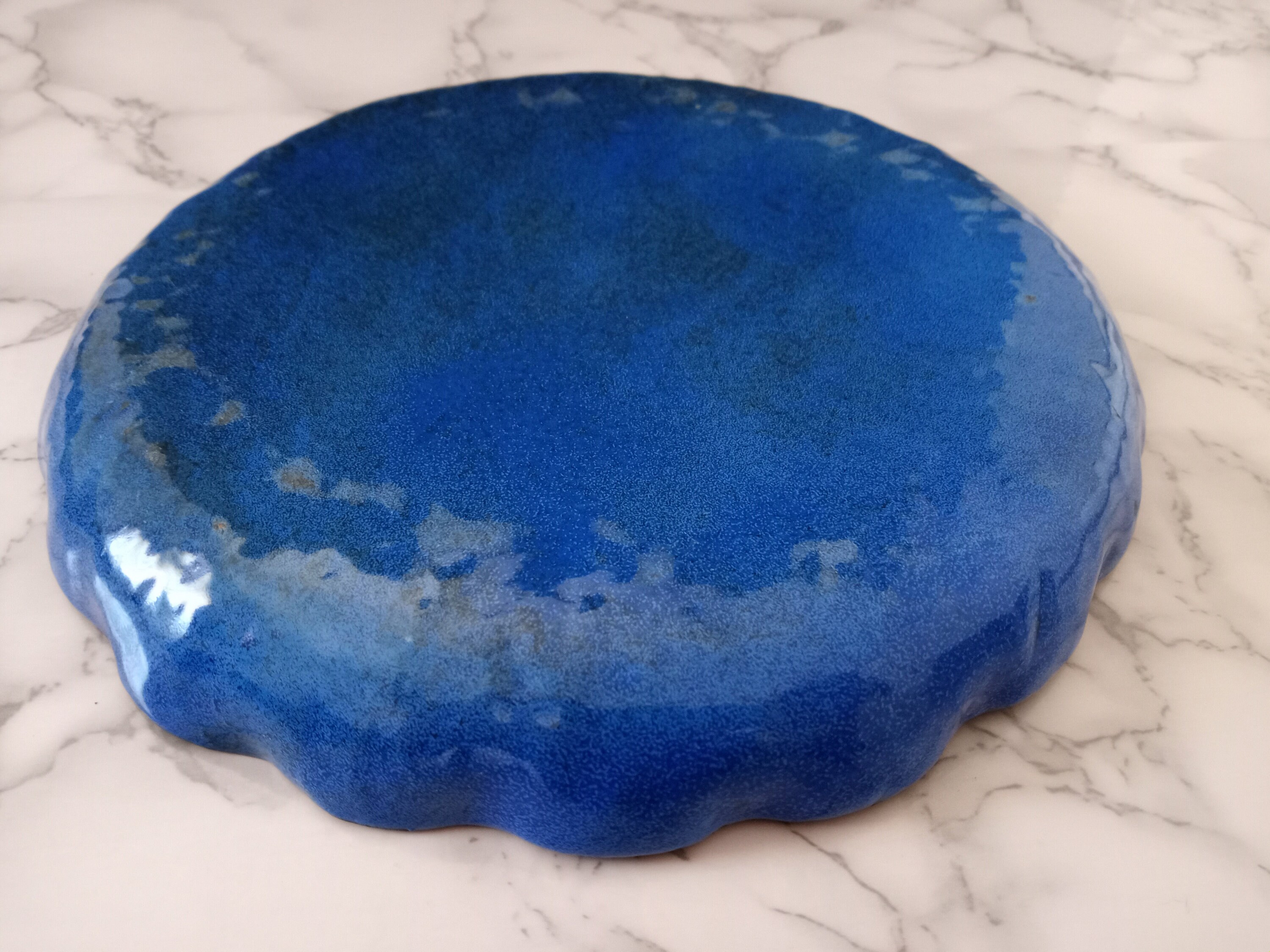 Vintage Copper Enamel Artist Made Plate, Pie Crust Design, Art Deco ...