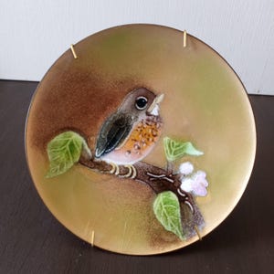 Norman Brumm Enamel Bird Plates, Vintage 6" With Wall Mounting Brackets ...
