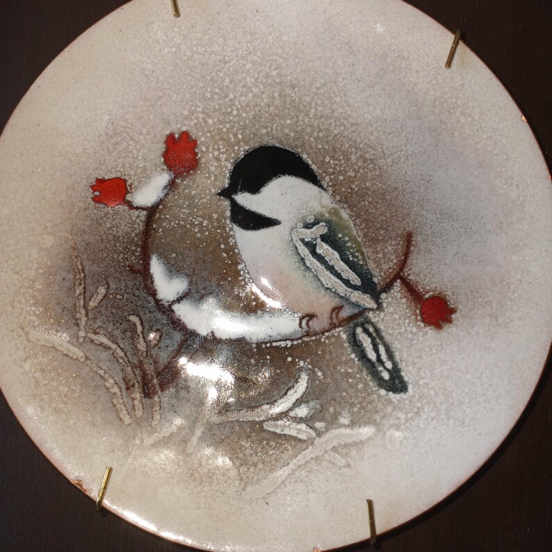 Norman Brumm Enamel Bird Plates, Vintage 6" With Wall Mounting Brackets ...