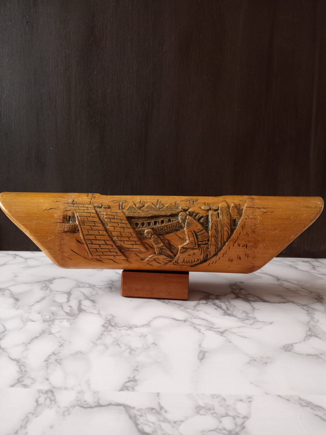 Chinese Letter Box, Vintage Chinese Carved Bamboo Letter Box/rack on ...