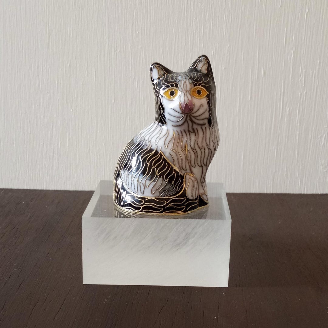 Cloisonné Cat Figurine, Vintage Mid Century Modern Art. MCM. Rare Find ...