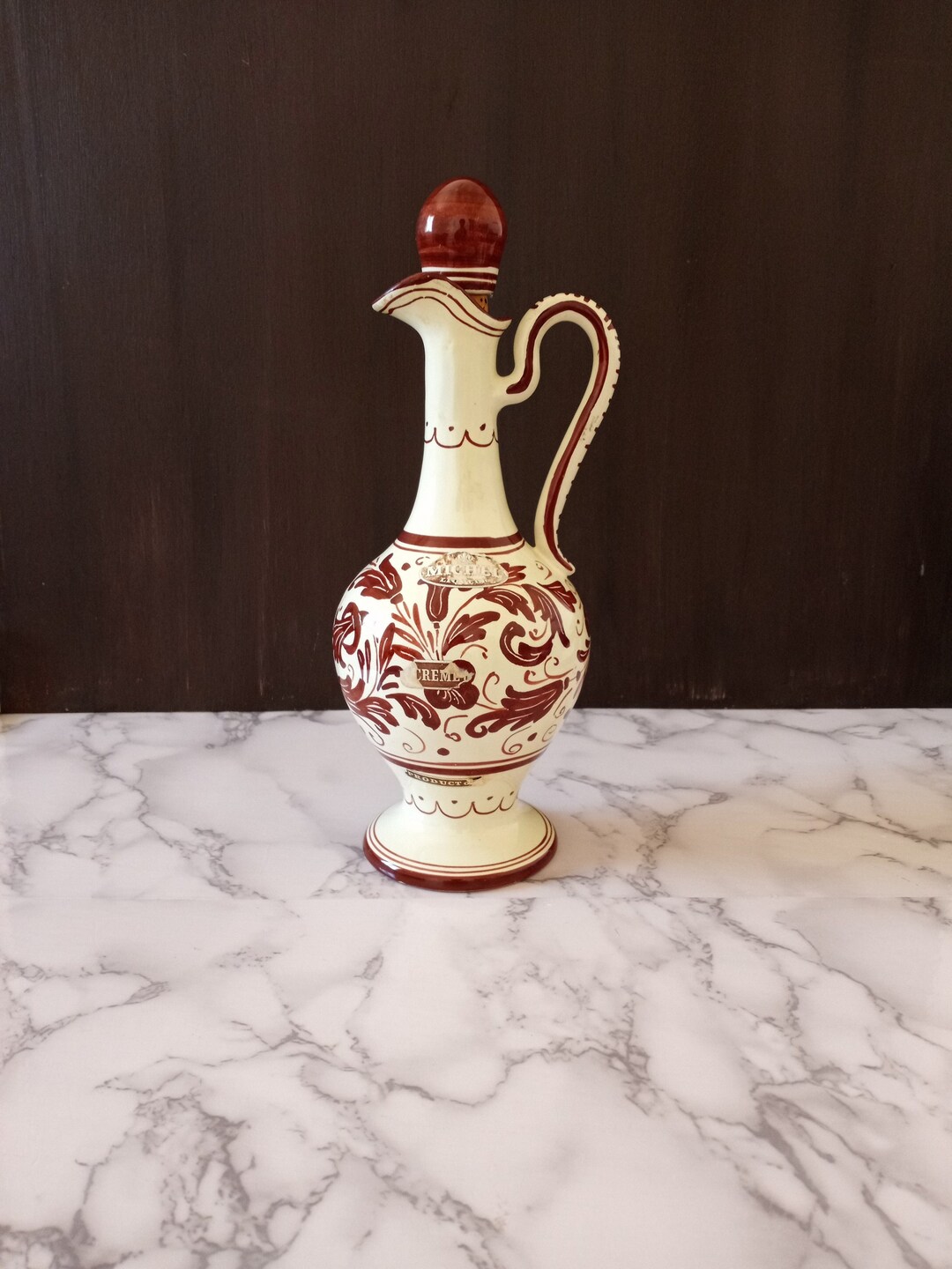 Vintage Art Deco Italian Style Floral Liquor Pitcher With Top. MCM ...
