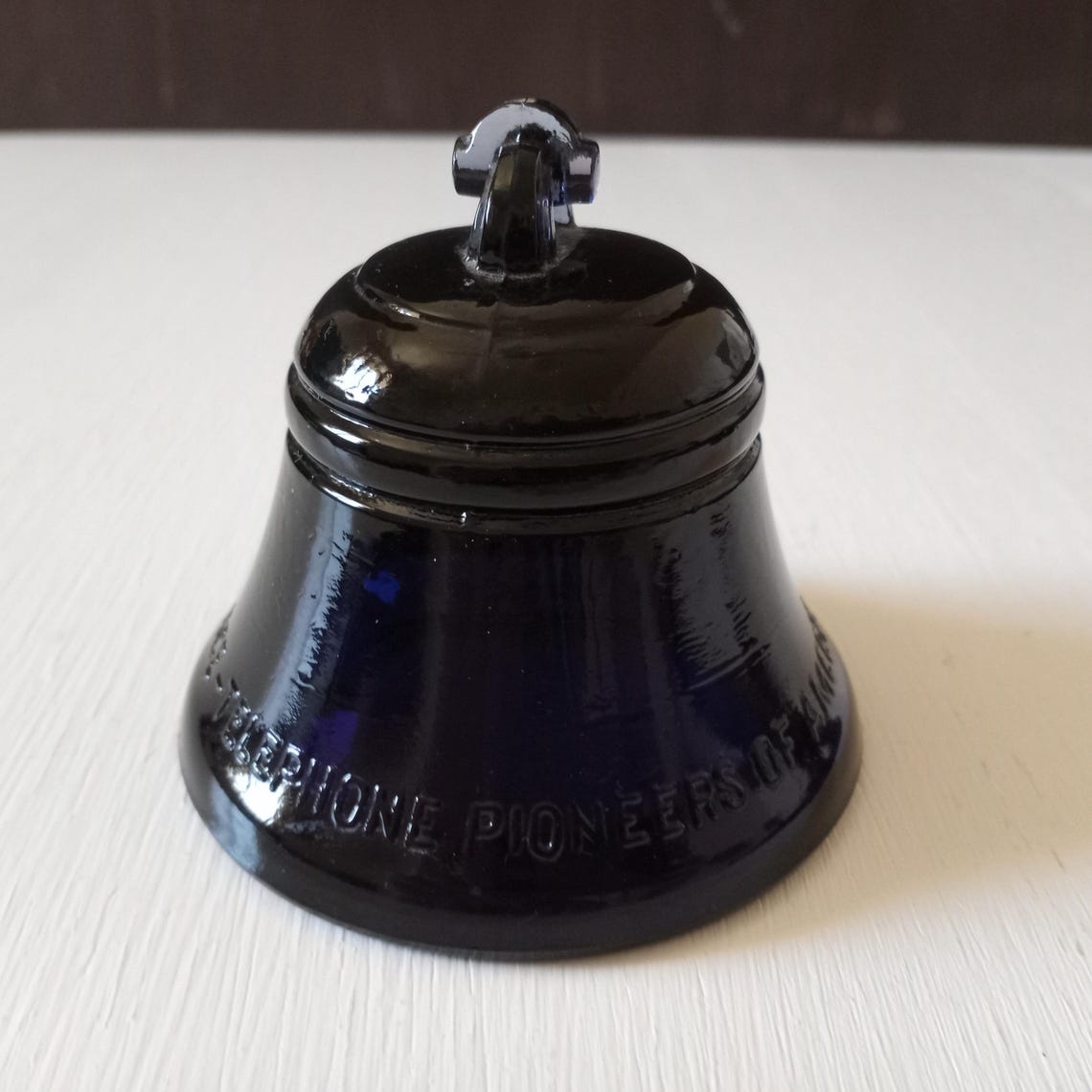 Vintage Glass Paperweight, Telephone Pioneers of America Red Bell ...