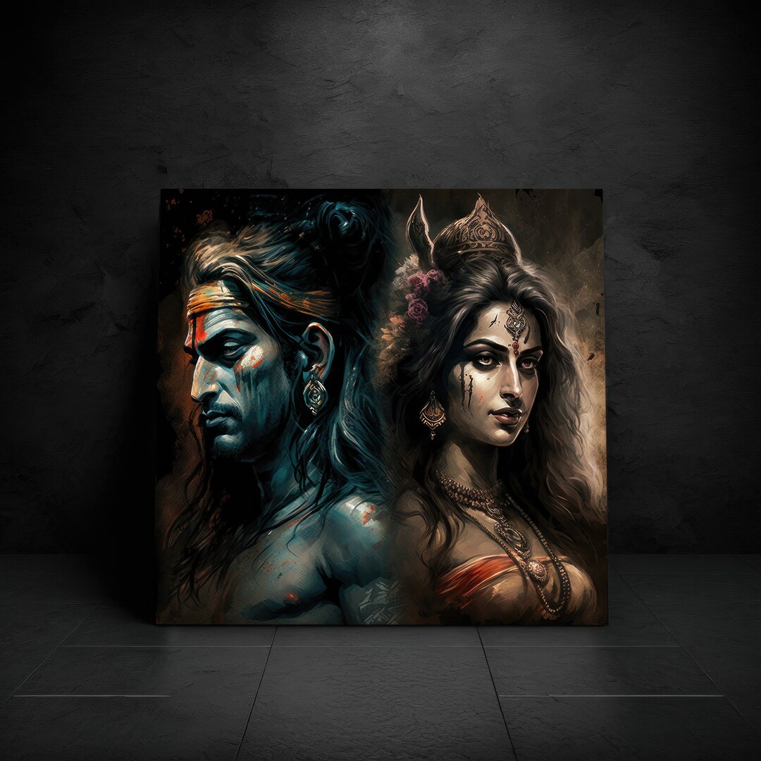 Indian Gods Shiva and Parvati, Home Decor, Canvas Print, Aluminum Print ...
