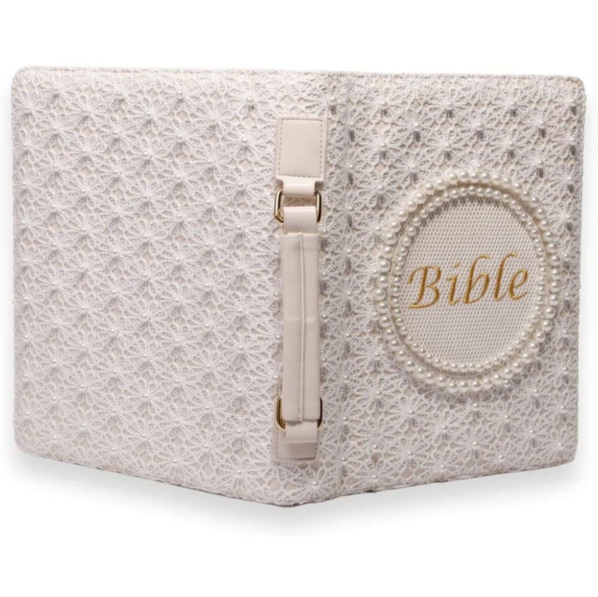 Pearl-embellished Bible Cover, Featuring Handy Carry Handles for Your ...