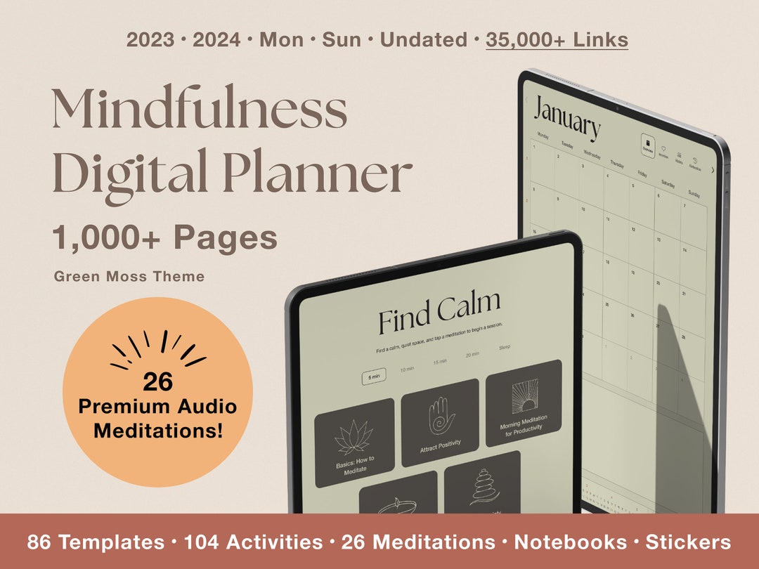 Meditation Digital Planner 2023-2024 With Meditations, Templates ...
