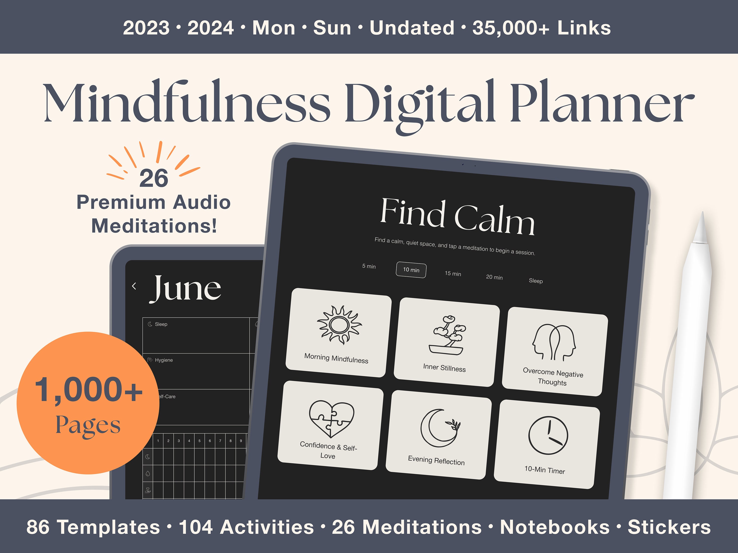 Mindful Digital Planner 2024 With Meditations, Templates, Activities ...