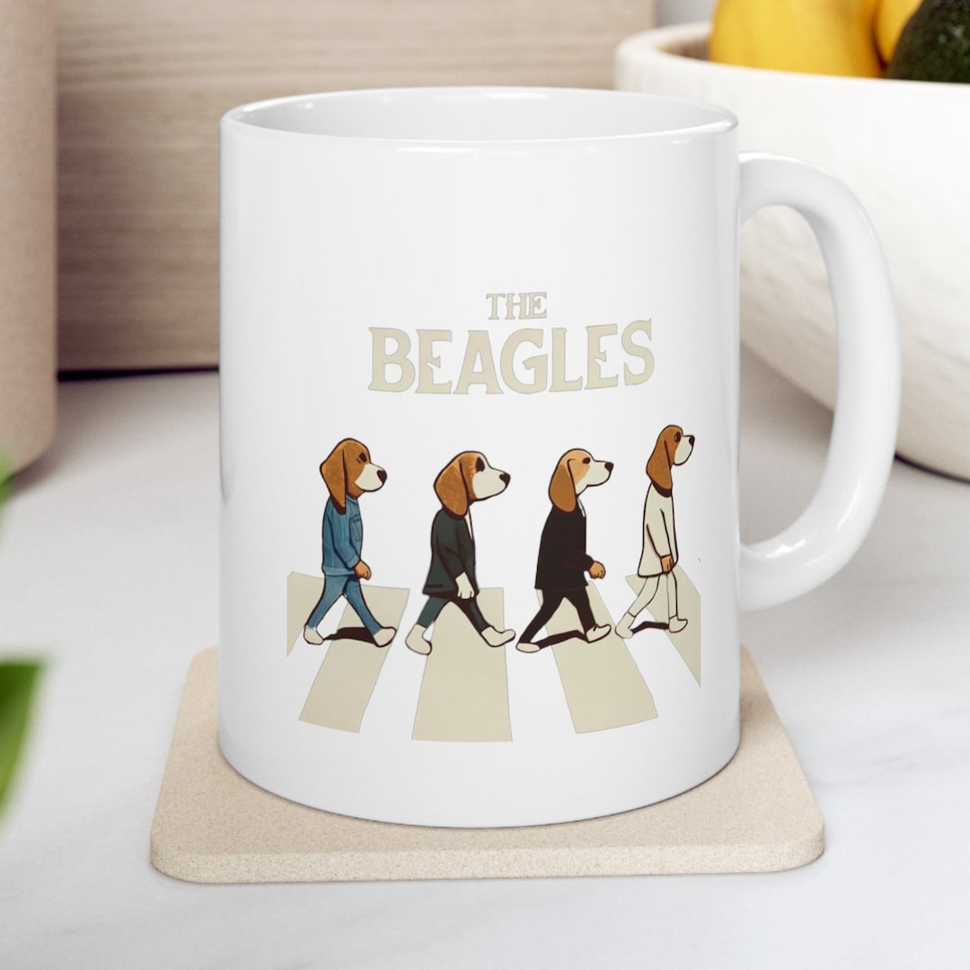 The Beatles, Abbey Road Coffee Mug, Cute Beagle Mug, White 11oz Beatles ...