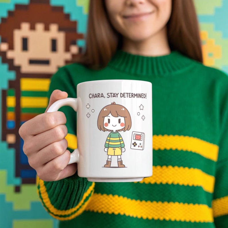 Undertale Chara Ceramic Mug: Stay Determined Gamer Gift - Etsy