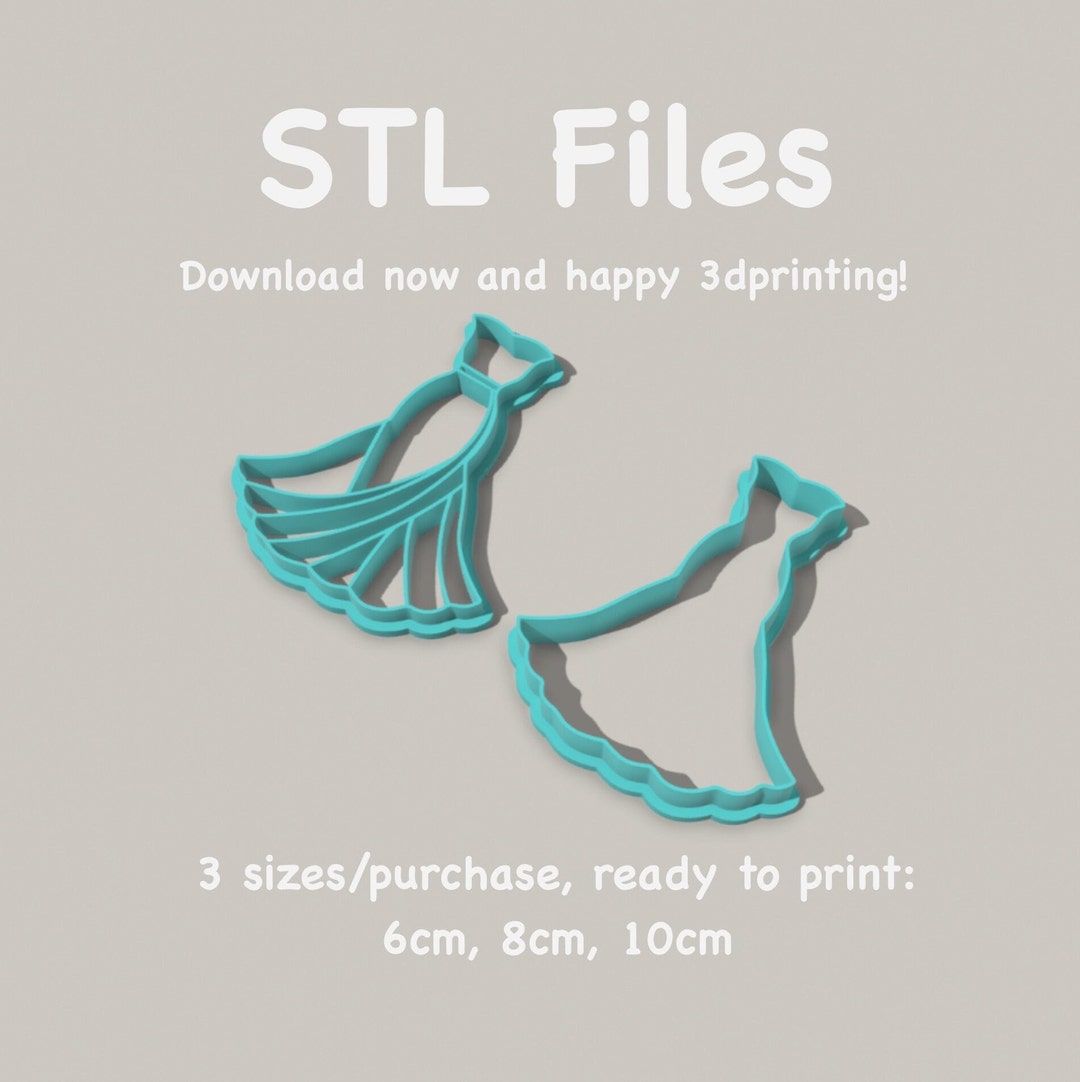 Wedding Dress Printable Cookie Cutter STL File - Etsy