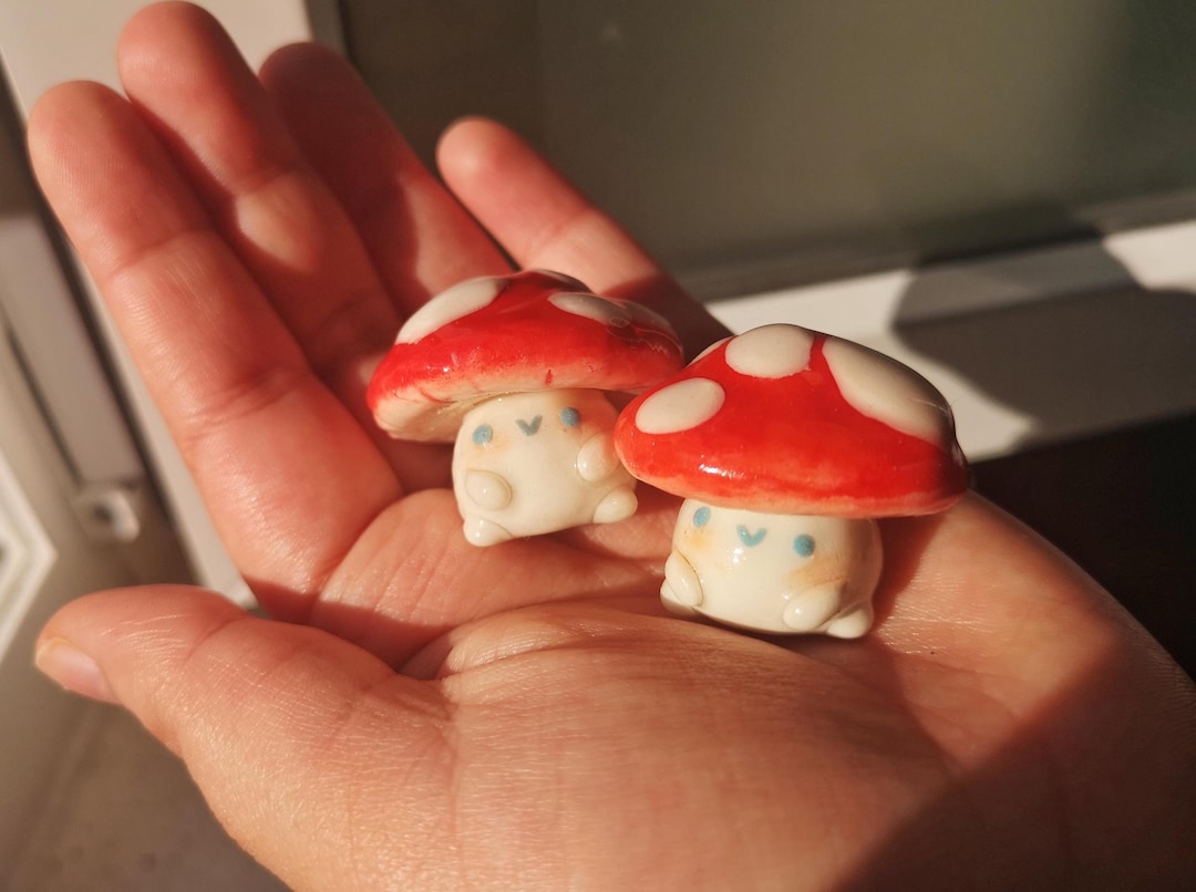 Cute Baby Mushroom Figurine || Desk Friend Clay || Handmade Polymer ...