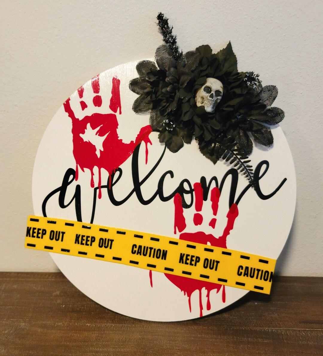 Handmade Bloody Handprints Halloween Welcome Door Sign - Etsy