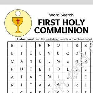 Printable Catholic First Communion Word Search | 1st Communion ...