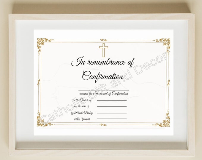 Catholic Confirmation Certificate Printable | Catholic Confirmation Gift | Confirmation ...